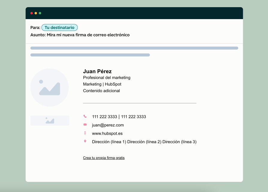 Generador gratuito de firmas para correo electrónico de HubSpot
