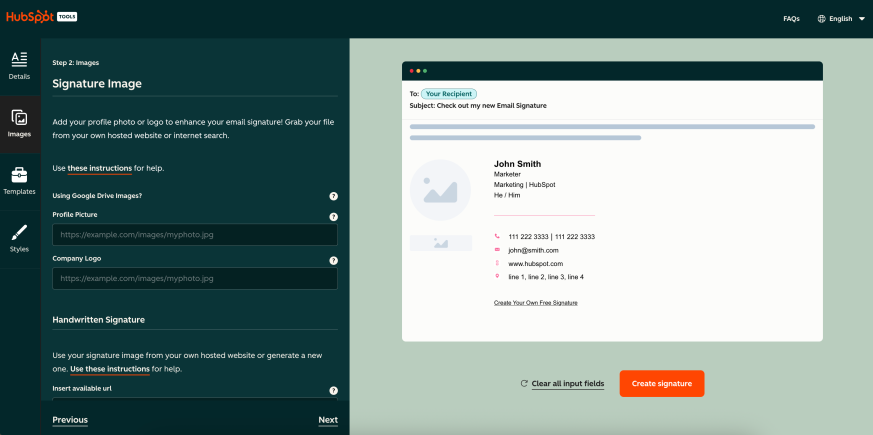 Free Email Signature Template Generator by HubSpot