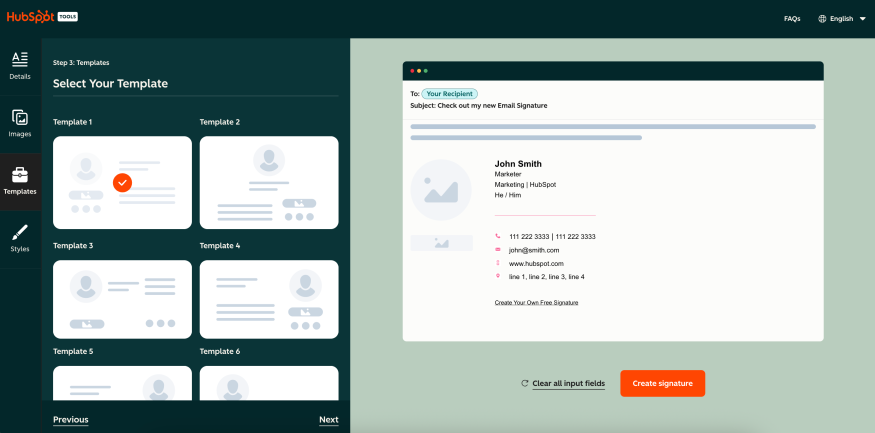 Free Email Signature Template Generator by HubSpot