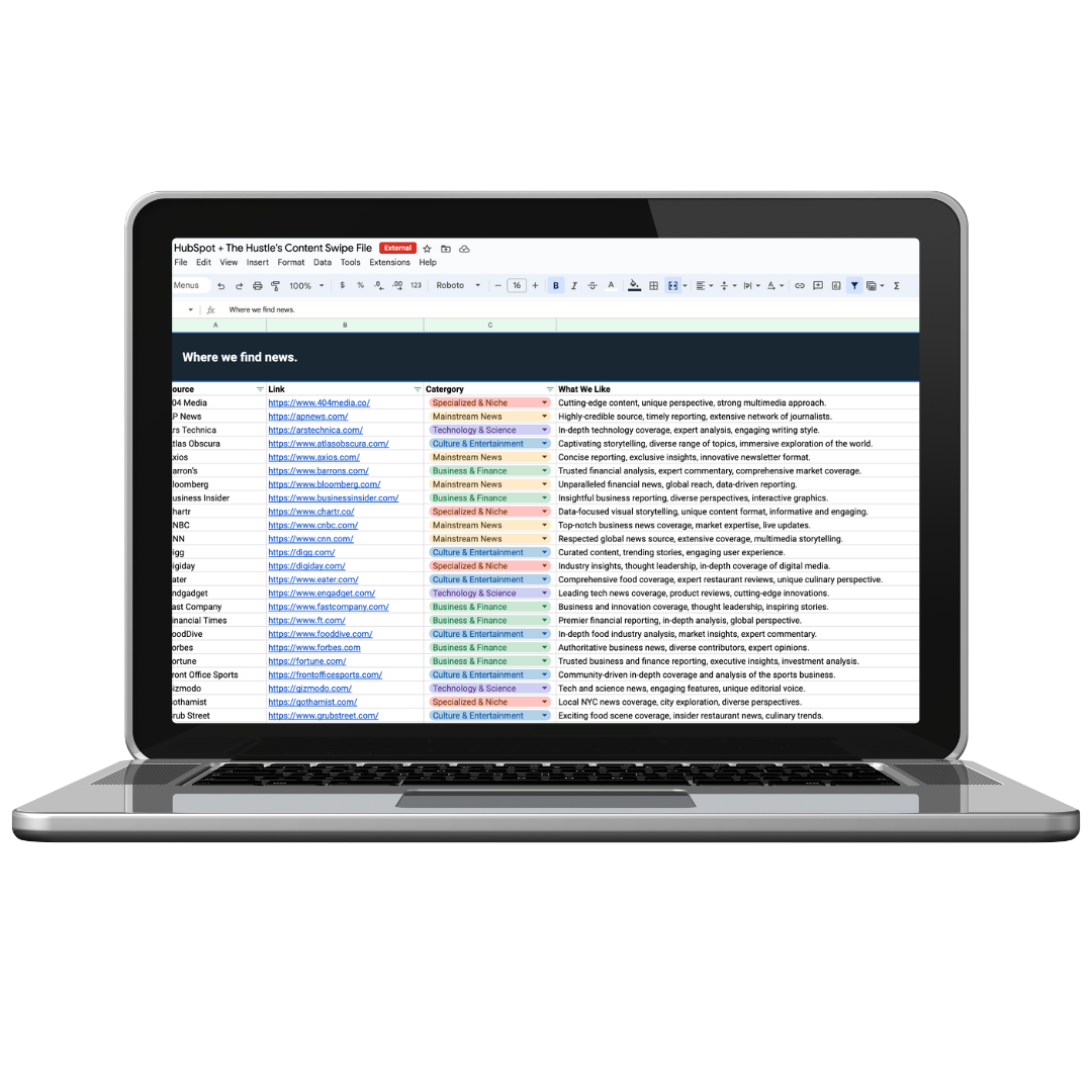 Free Resource: The Hustle's Content Swipe File