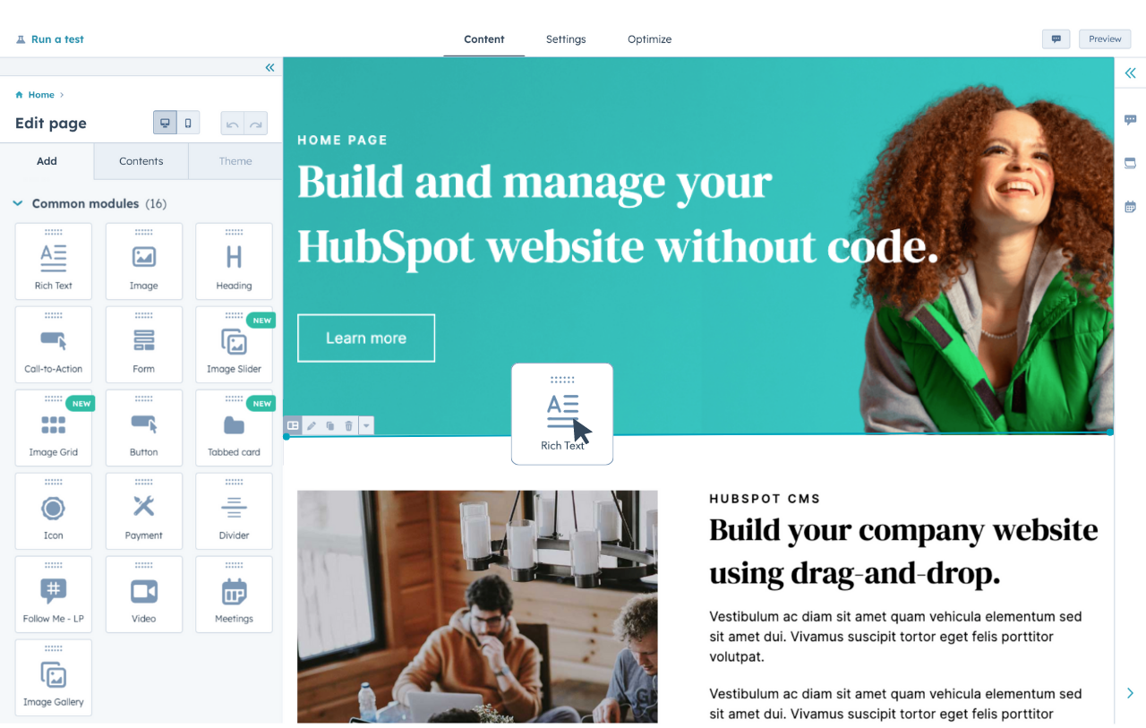 Kostenloses CMS - HubSpot