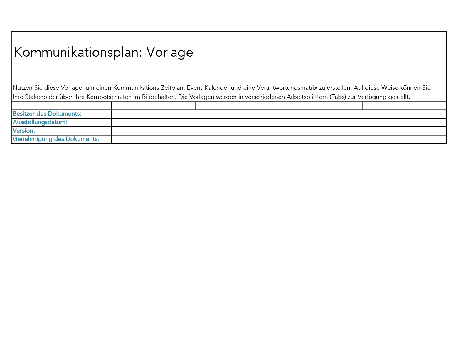 Kommunika tionsplan Vorlage F r Excel PDF Google Sheets HubSpot