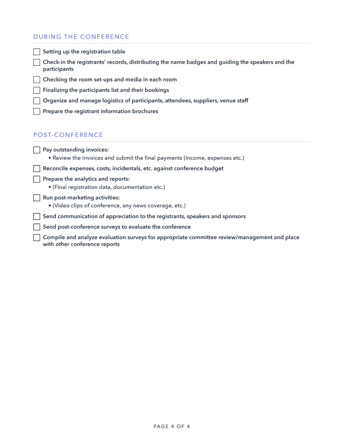 Conference Room Set Up Checklist Conference Room Set Up Checklist