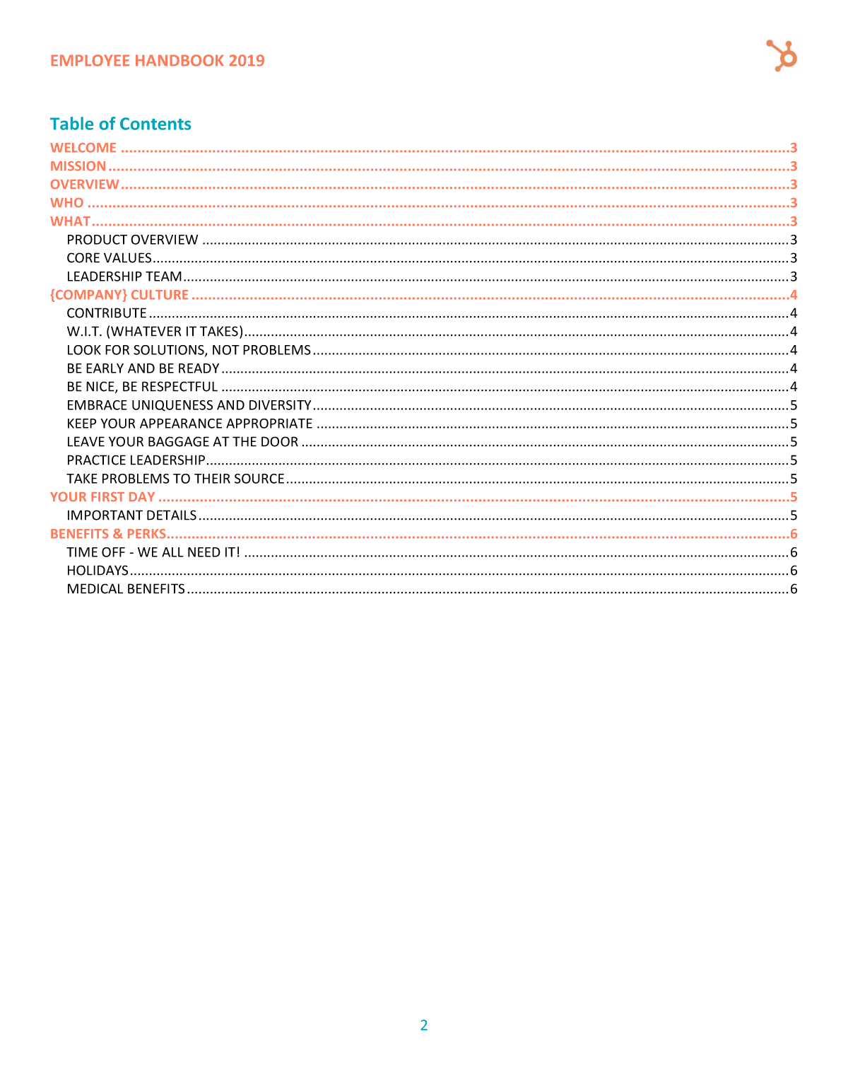 Free Employee Handbook Template For Word PDF HubSpot